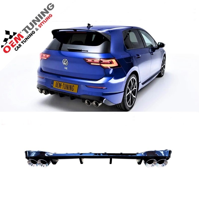 GOLF 8 R Look Diffuser | 2020- Heden | Hoogglans zwart | chrome ...