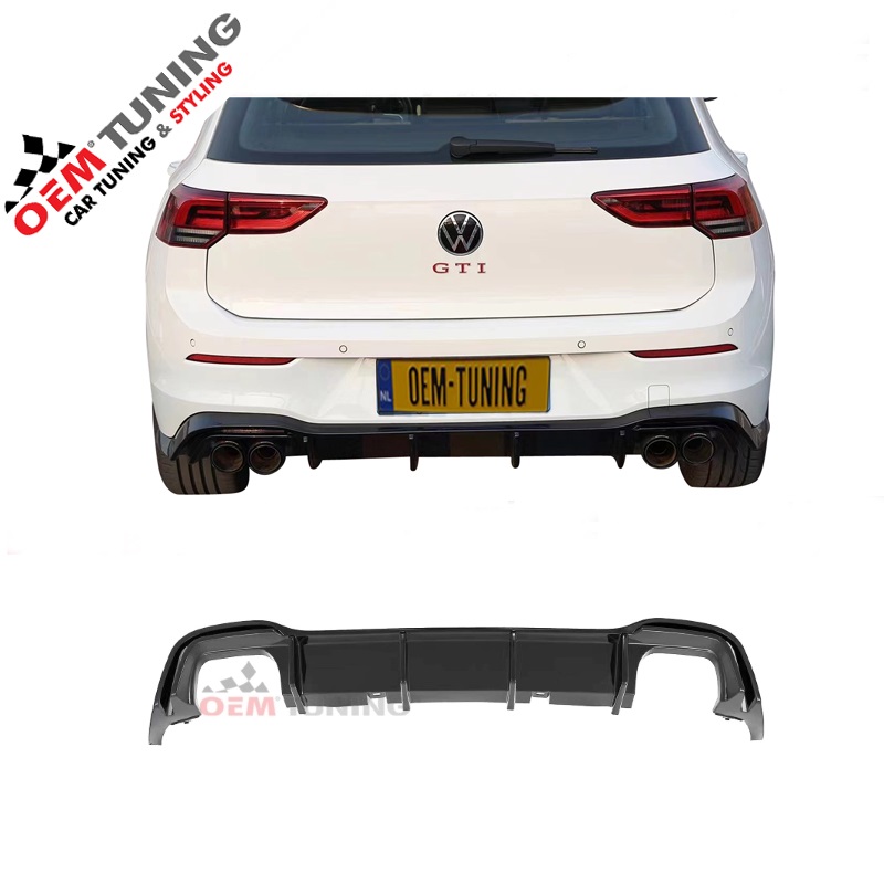 Golf 8 Clubsport Diffuser 00-00 | GTI GTE GTD R Line | Hoogglans zwart ...