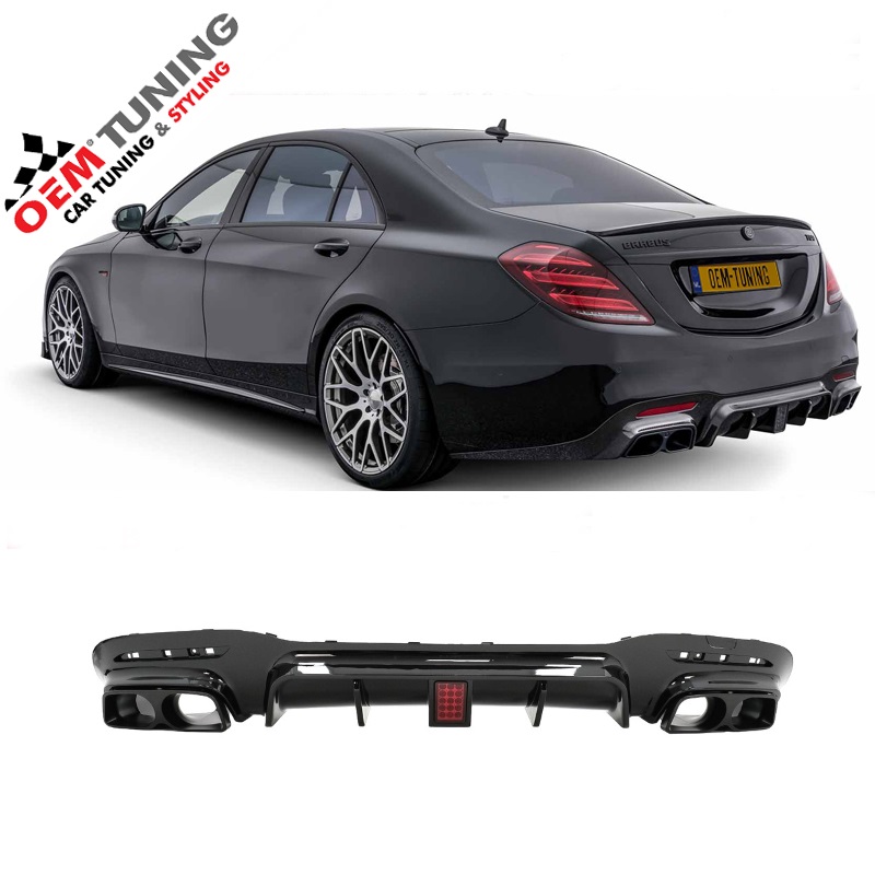 S-Class W222 Brabus look diffuser | 2017-2020 | hoogglans zwart | - OEM ...